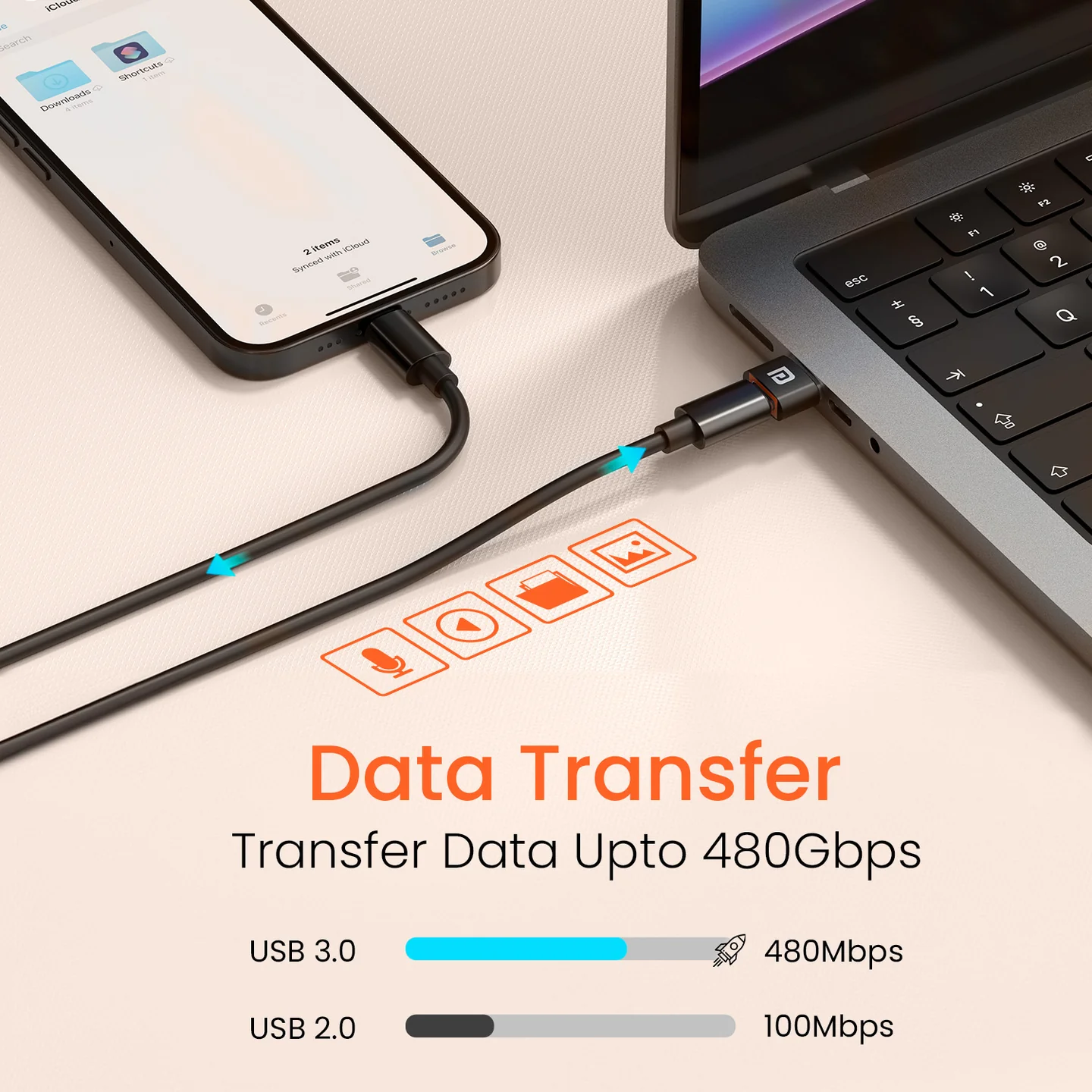 Portronics Bridge X USB 3.0 to Type C OTG Adapter, 10Gbps
