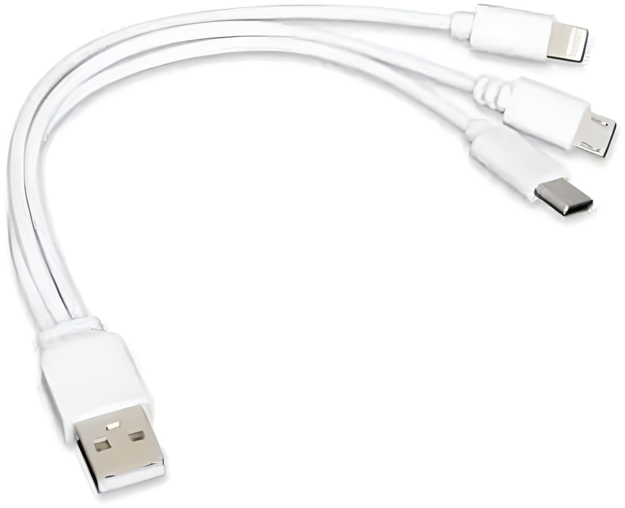 3 in 1 White Data Cable for Power Bank, Charger & Phone