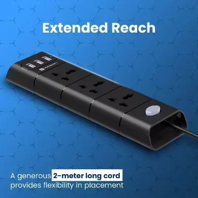 Portronics Power Plate II – 5A Sockets & 3 USB Ports, Buy Now!