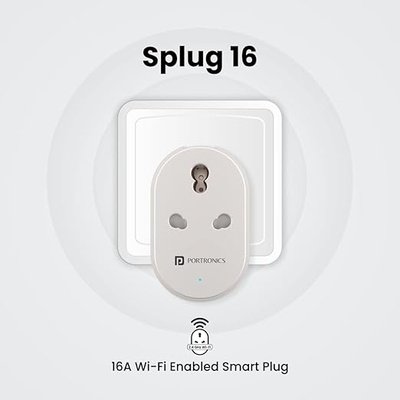 Portronics Splug 16 Wifi 16A Smart Plug for AC, Geyser, TVs