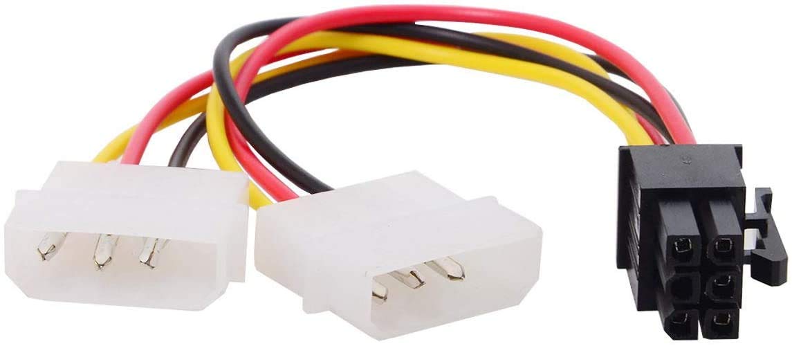 2 SMPS Male to 6 Pin Female Cable - Secure Power Splitter