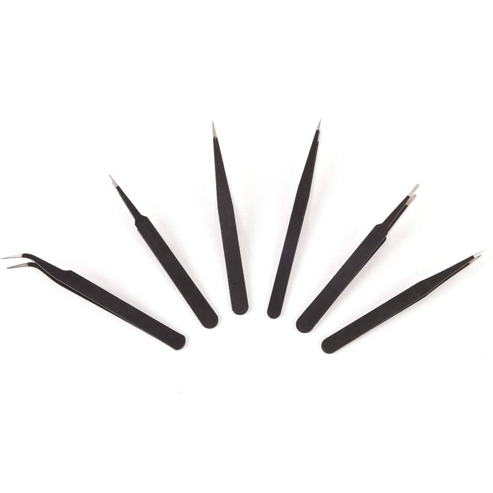 6-Piece Anti-Static Tweezer Set for Electronics & Crafting