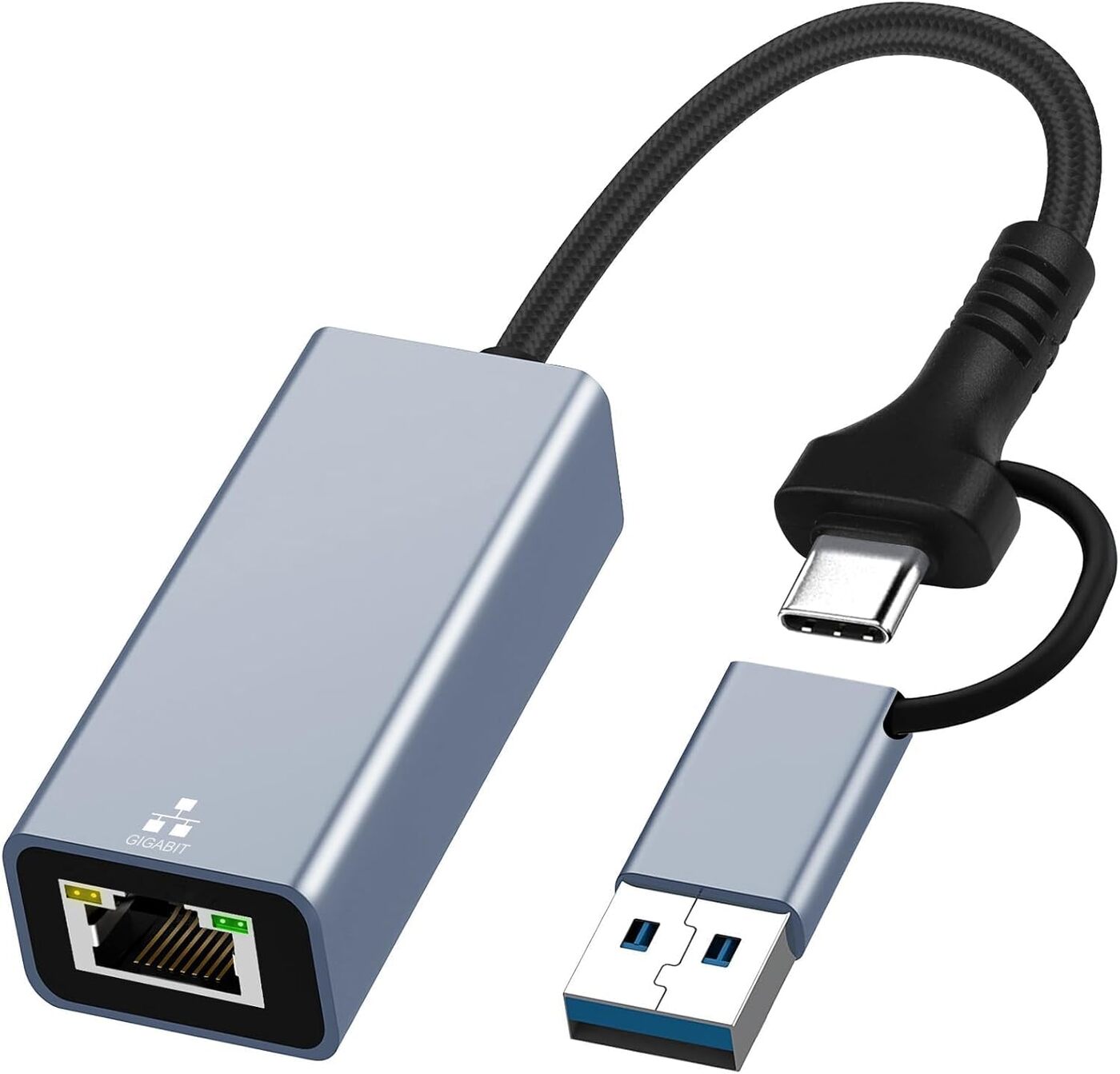 USB 3.0 + Type-C LAN Adapter | 10/100 Mbps | Aluminium