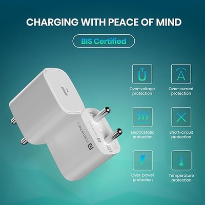 Portronics Adapto 25 Plus – 25W GaN Fast Charger, Type-C PD