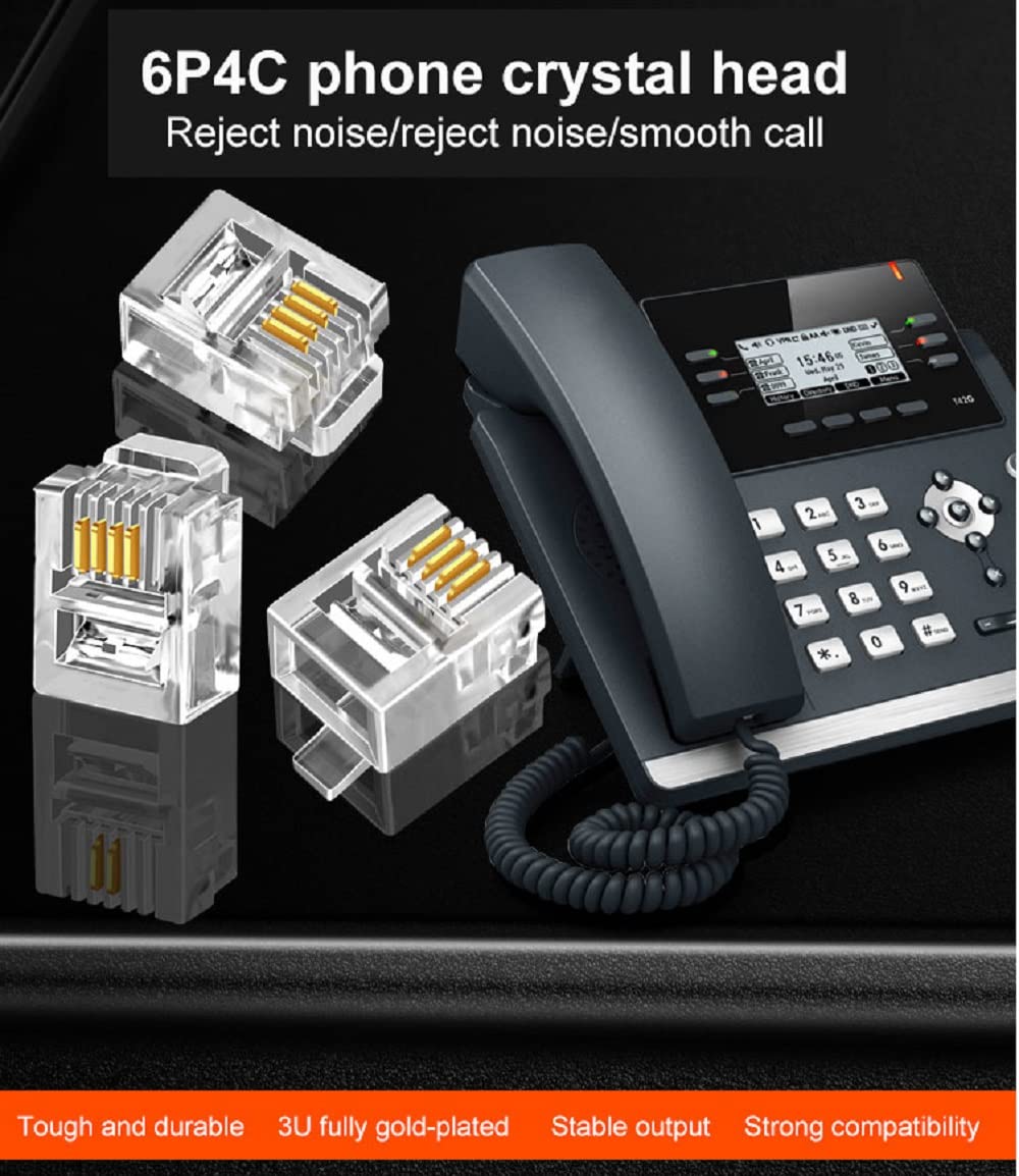 Telephone Plug 4 Pin RJ11 6P4C Modular Plug Telephone Connector( pack ...