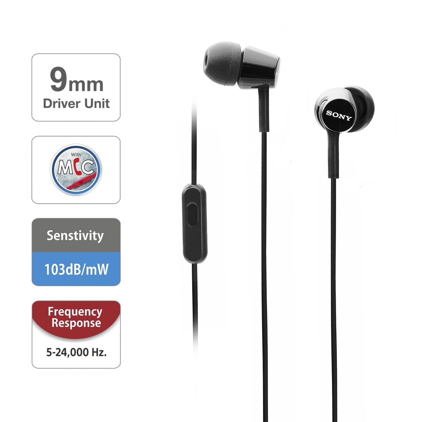 Sony MDR-EX155AP In-Ear Wired Headphones with Mic - Black