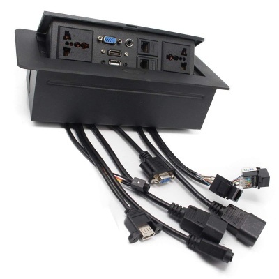 Premium Conference Table Connectivity Box with HDMI, VGA, LAN & Power Ports