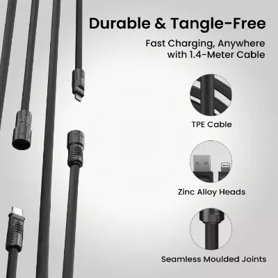 Portronics Konnect Tetra 60W 4-in-1 PD Fast Charging Cable