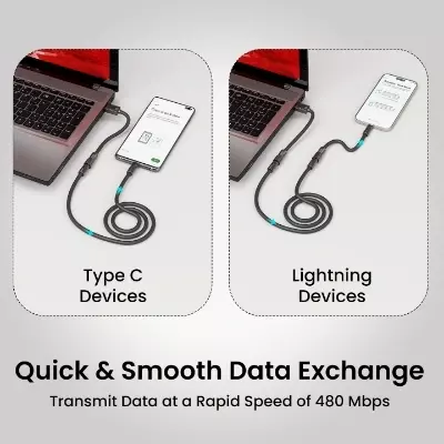 Portronics Konnect Tetra 60W 4-in-1 PD Fast Charging Cable