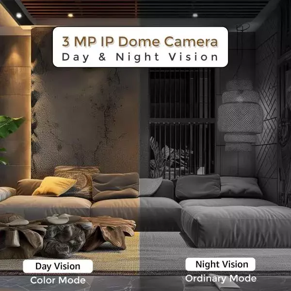 Indoor Smart Dome IP Camera: Motion, Rotation, App View