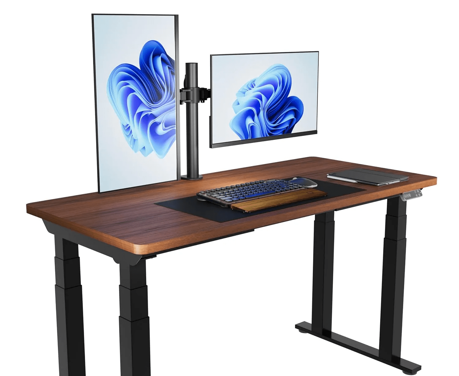 Dual Monitor LED Desk Stand with Adjustable Full Motion Arm