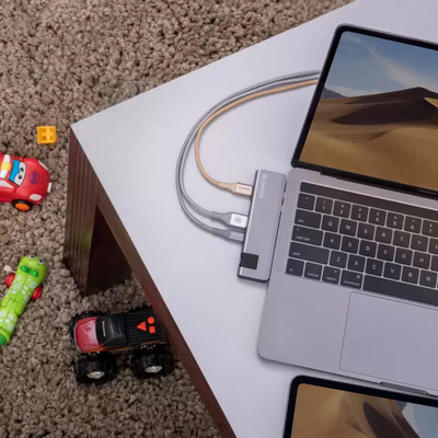 Dual USB-C Mini Docking Station with HDMI, USB, SD & Micro SD