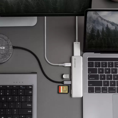 Dual USB-C Mini Docking Station with HDMI, USB, SD & Micro SD