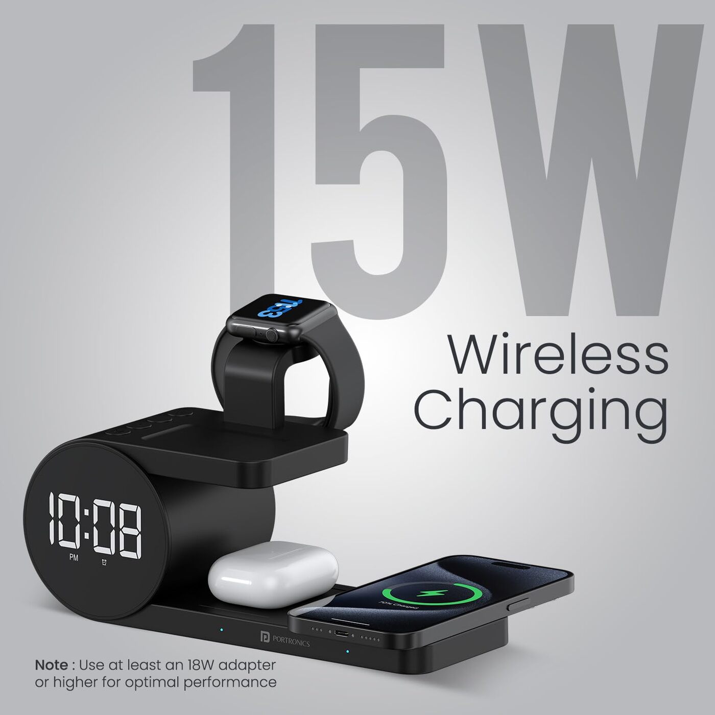 Portronics Freedom 6 15W Wireless Charger - 6-in-1, Fast Charging