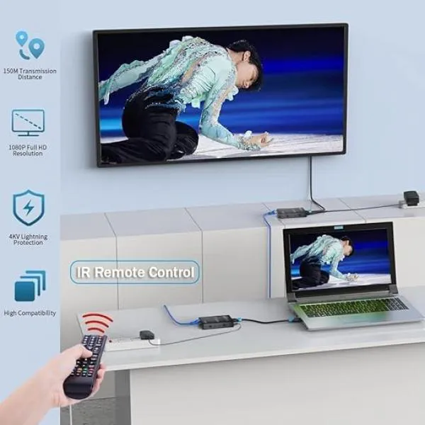 HDMI Extender 150M Over LAN | 1080p | Loop-Out | Cat5/6 Cable