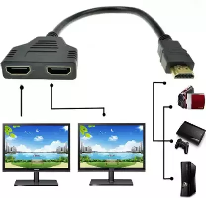 HDMI Male to 2X HDMI Female Y Splitter Switch Adapter Cable