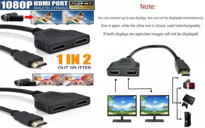 HDMI Male to 2X HDMI Female Y Splitter Switch Adapter Cable
