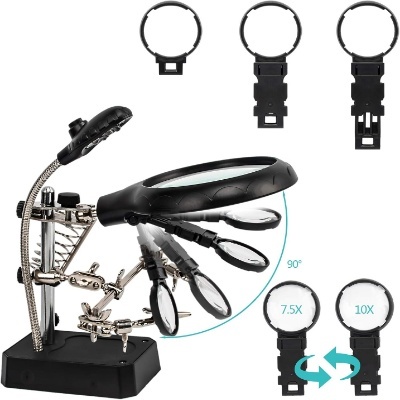 Desktop LED Magnifying Glass Soldering Station 2.5X, 7.5X, 10X – Buy now!