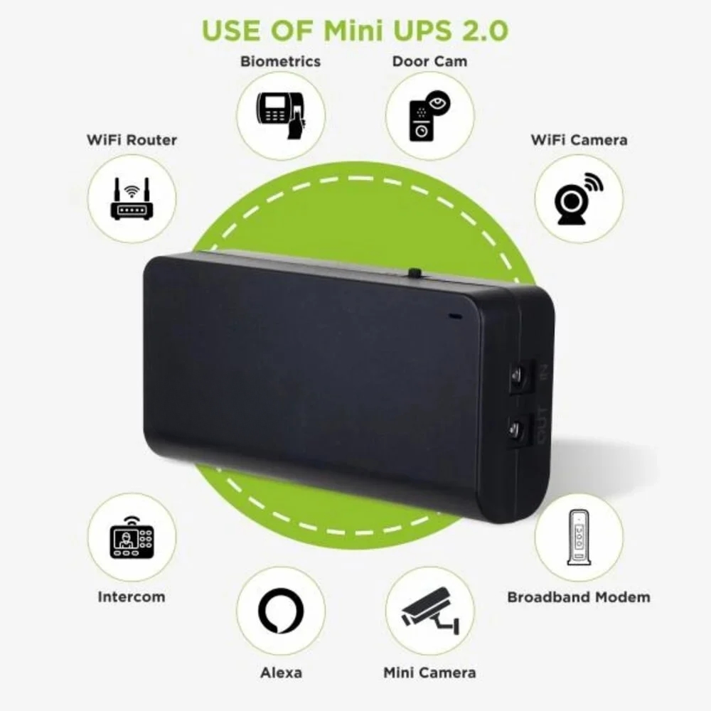 DC 12V Mini UPS for WiFi Router, Alexa, Camera & More