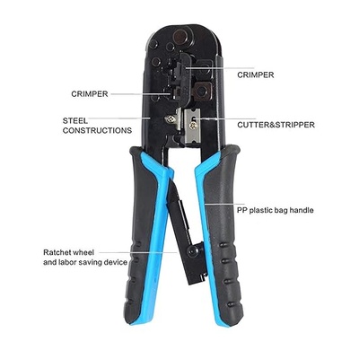 Dual Modular Crimping Tool – Cut, Strip & Crimp Cables Fast!