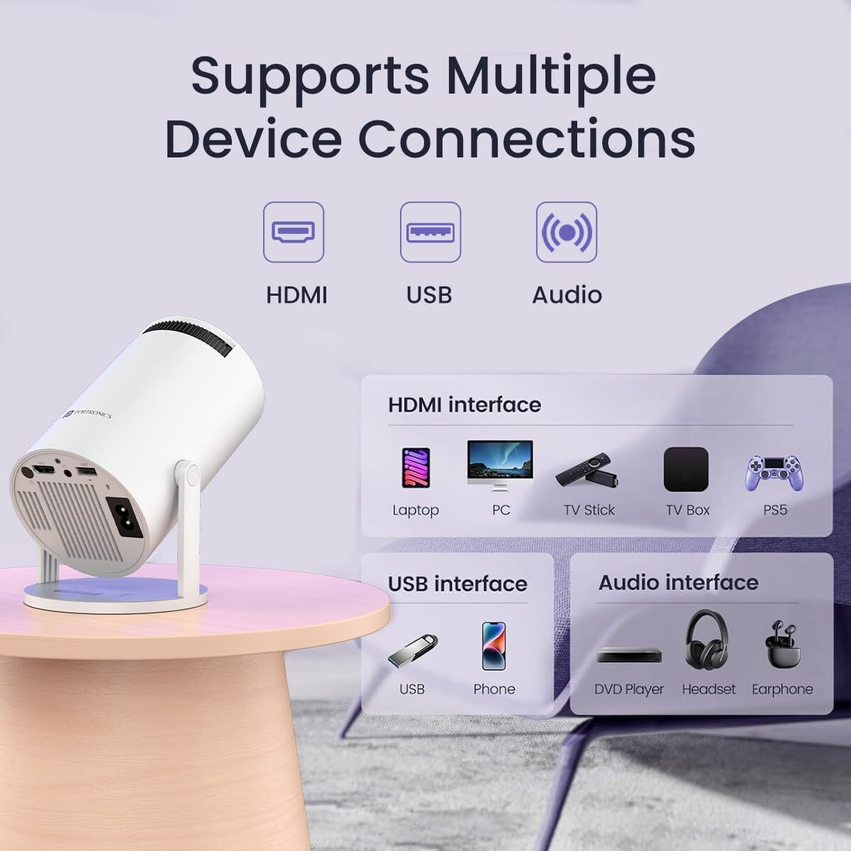 Portronics Beem 440 Smart Android LED Projector | HD & Bright