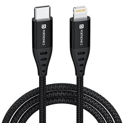 Portronics Konnect L1 20W Type-C to 8-Pin Cable – Fast Charge