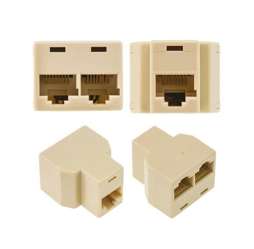 RJ45 LAN Splitter 3-Way Adapter for Ethernet, Phone, Internet