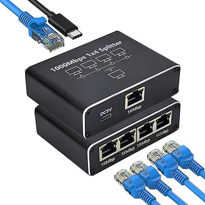 RJ45 Gigabit Network Splitter 1x2 & 1x4 | High-Speed LAN