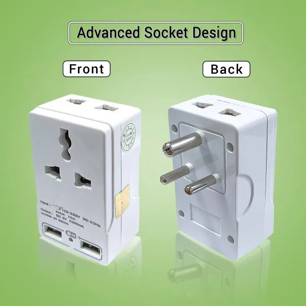 Multipurpose 3-Pin Plug with USB, Travel Adapter, Socket Charger