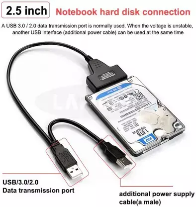 USB 3.0 to SATA Adapter Cable for SSD HDD, 12V Power, UASP