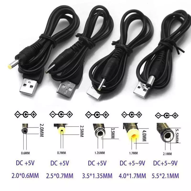 USB to DC 5V Power Cable | 5.5x2.1mm & 5.5x2.5mm Adapter