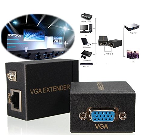 VGA Extender Over Cat5e/6 Signal Repeater with Transmitter & Receiver