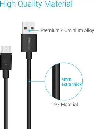Portronics Konnect Core Plus 2M Micro USB Cable, 3A Fast Charging for ...