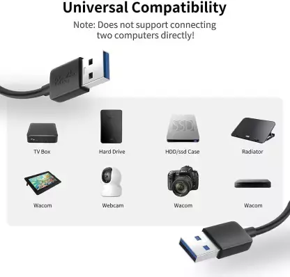 USB Type-A Male to Male Cable for High-Speed Data Transfer